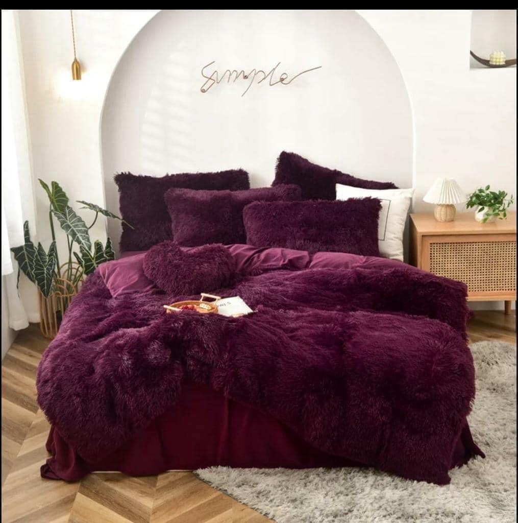 6pc Luxury Designs Velvet plush Fluffy Duvet set – Athena Interiors